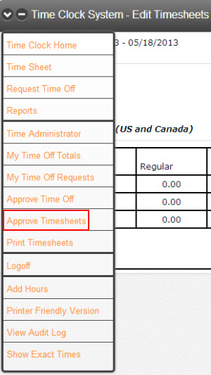 Editing the Timesheets