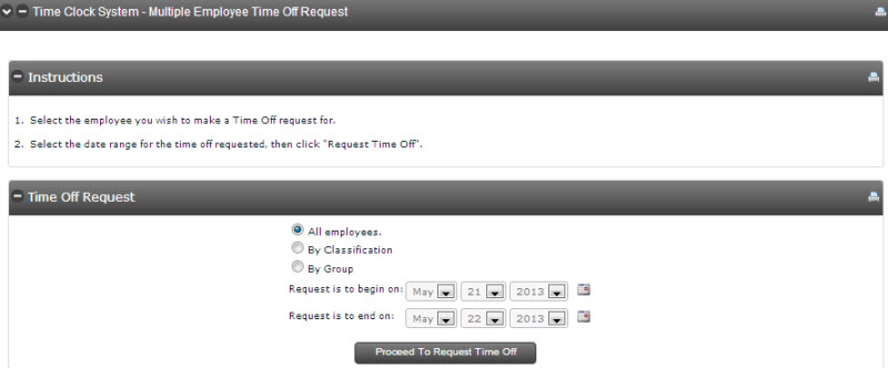 Schedule Multiple Employee Time Off Requests