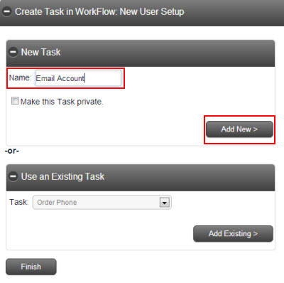 Add Tasks to Work Flow